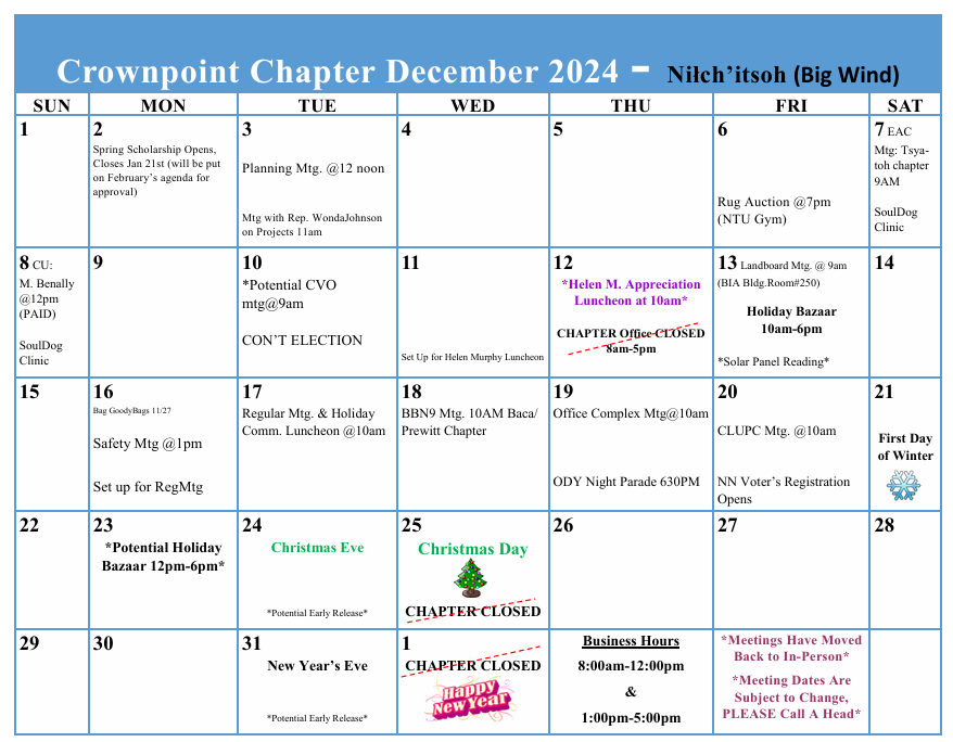 Announcements | Crownpoint